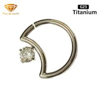 China Fashion Jewelry ASTM F136 G23 Titanium Moon Nose Ring Earrings Hypoallergenic Segment Hinged Ring Piercing Tpn009 for sale