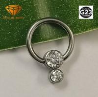China Fashion Jewelry Body Piercing Silver Jewelry G23 Solid Titanium Piercing with Stones Nose Ring Tpn026 for sale