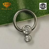 China Fashion Jewelry Body Piercing Silver Jewelry G23 Solid Titanium Piercing with Stones Nose Ring Tpn026 for sale