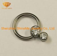China Fashion Jewelry Body Piercing Silver Jewelry G23 Solid Titanium Piercing with Stones Nose Ring Tpn026 for sale