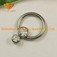China Fashion Jewelry Body Piercing Silver Jewelry G23 Solid Titanium Piercing with Stones Nose Ring Tpn026 for sale