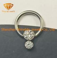 China Fashion Jewelry Body Piercing Silver Jewelry G23 Solid Titanium Piercing with Stones Nose Ring Tpn026 for sale