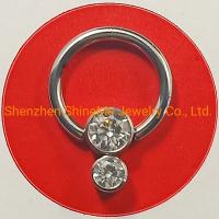 China Fashion Jewelry Body Piercing Silver Jewelry G23 Solid Titanium Piercing with Stones Nose Ring Tpn026 for sale
