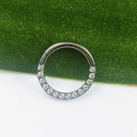 China Silver Jewelry ASTM F136 Titanium Hinged Segment Ring with Set CZ Hoop Ring Body Piercing Jewelry Tp2518 for sale