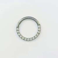 China Silver Jewelry ASTM F136 Titanium Hinged Segment Ring with Set CZ Hoop Ring Body Piercing Jewelry Tp2518 for sale