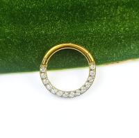 China Silver Jewelry ASTM F136 Titanium Hinged Segment Ring with Set CZ Hoop Ring Body Piercing Jewelry Tp2518 for sale