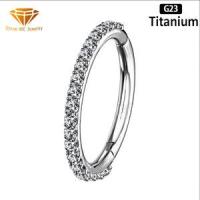China Factory Wholesale ASTM F136 Titanium Jewelry 1.0mm Hinged Segment Ring with CZ Fashion Ring Piercing Jewelry Tp2519 for sale