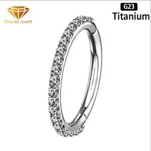 China Factory Wholesale ASTM F136 Titanium Jewelry 1.0mm Hinged Segment Ring with CZ Fashion Ring Piercing Jewelry Tp2519 for sale