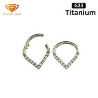 China Heart-Shaped Drop-Shaped Nose Ring G23 Titanium ASTM F316 Titanium Hinged Segment Ring Piercing Jewelry Tp2534 for sale
