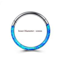 China Fashion Ring G23 Titanium Jewelry ASTM F136 Hinged Segment Ring with Opal Stone Piercing Jewelry Tp2536 for sale