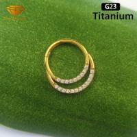 China 24K Gold PVD Jewelry F136 Titanium Body Piercing Hinged Segment Rings Tp2523G for sale