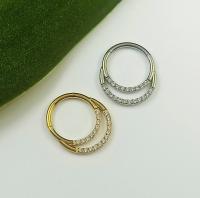 China 24K Gold PVD Jewelry F136 Titanium Body Piercing Hinged Segment Rings Tp2523G for sale