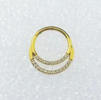 China 24K Gold PVD Jewelry F136 Titanium Body Piercing Hinged Segment Rings Tp2523G for sale