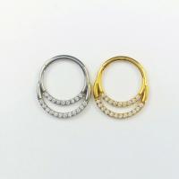 China 24K Gold PVD Jewelry F136 Titanium Body Piercing Hinged Segment Rings Tp2523G for sale