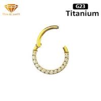 China 24K Gold PVD ASTM F136 Titanium Hinged Segment Ring Fashion Ring Piercing Jewelry Tp2518g for sale