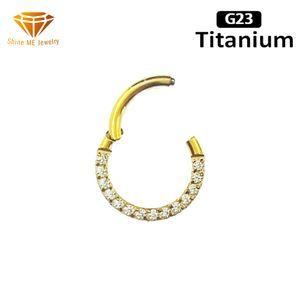 China 24K Gold PVD ASTM F136 Titanium Hinged Segment Ring Fashion Ring Piercing Jewelry Tp2518g for sale