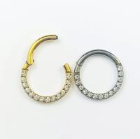 China 24K Gold PVD ASTM F136 Titanium Hinged Segment Ring Fashion Ring Piercing Jewelry Tp2518g for sale