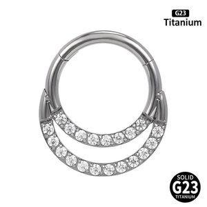 China Body Piercing Titanium Nose Ring for Men and Women Cyberpunk Jewelry Shiny Full Europe and The United States G23 Hinged Ring Tp2523 for sale