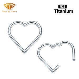 China New Hot-Selling G23 Titanium Love-Shaped Piercing Jewelry Personality Body Piercing Hinged Rings Earrings ASTM F136 Titanium Nose Ring Tp2545 for sale