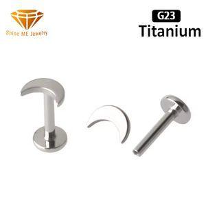 China ASTM F136/G23 Titanium Body Jewelry Internally Threaded Geometric Triangle Moon Labret Lip Piercing Stud Women Jewelry Tpn005 for sale