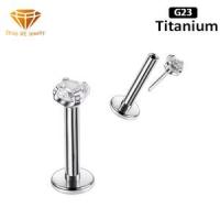 China Fashion Jewelry ASTM F136 G23 Titanium Jewelry Threadless CZ Prong Set Push in Pin Piercing Jewelry for sale