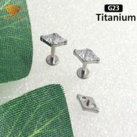 China Jewelry ASTM F136 G23 Titanium Internally Threaded Push in Triangle CZ Top Labret Earring Studs Body Piercing Jewelry Sm0797 for sale