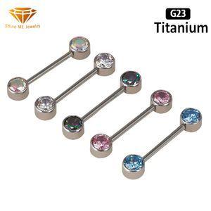China Factory Supply ASTM F136 G23 Titanium Barbell Internally Threaded CZ Stone Nipple Body Piercing Jewelry Lip Nail Tp1129 for sale