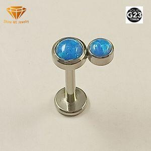 China ASTM F136 Titanium Body Piercing Internally Threaded Bezel Set 2-Opal Top Hot Sale Jewelry Labret Sm0110 for sale