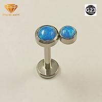 China ASTM F136 Titanium Body Piercing Internally Threaded Bezel Set 2-Opal Top Hot Sale Jewelry Labret Sm0110 for sale