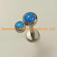 China ASTM F136 Titanium Body Piercing Internally Threaded Bezel Set 2-Opal Top Hot Sale Jewelry Labret Sm0110 for sale