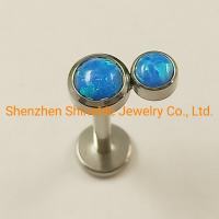 China ASTM F136 Titanium Body Piercing Internally Threaded Bezel Set 2-Opal Top Hot Sale Jewelry Labret Sm0110 for sale