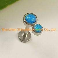 China ASTM F136 Titanium Body Piercing Internally Threaded Bezel Set 2-Opal Top Hot Sale Jewelry Labret Sm0110 for sale