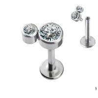 China ASTM F136 Titanium Body Piercing Internally Threaded Bezel Set 2-Opal Top Hot Sale Jewelry Labret Sm0110 for sale