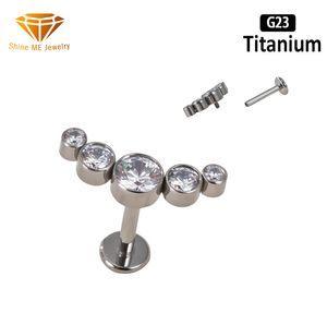 China Fashion Jewelry ASTM F136 Titanium High Grade Internally Threaded Zircon Labret for Lip Tpn019 for sale