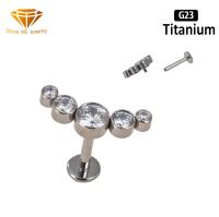 China Fashion Jewelry ASTM F136 Titanium High Grade Internally Threaded Zircon Labret for Lip Tpn019 for sale