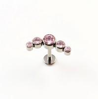 China Fashion Jewelry ASTM F136 Titanium High Grade Internally Threaded Zircon Labret for Lip Tpn019 for sale