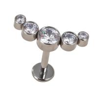 China Fashion Jewelry ASTM F136 Titanium High Grade Internally Threaded Zircon Labret for Lip Tpn019 for sale