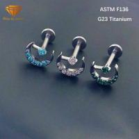 China Body Piercing Jewelry G23 Titanium CNC Moon with CZ Center 16g Internally Threaded Labret Sm1221 for sale
