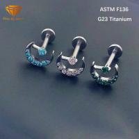 China Body Piercing Jewelry G23 Titanium CNC Moon with CZ Center 16g Internally Threaded Labret Sm1221 for sale