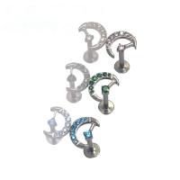 China Body Piercing Jewelry G23 Titanium CNC Moon with CZ Center 16g Internally Threaded Labret Sm1221 for sale