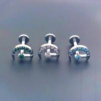 China Body Piercing Jewelry G23 Titanium CNC Moon with CZ Center 16g Internally Threaded Labret Sm1221 for sale