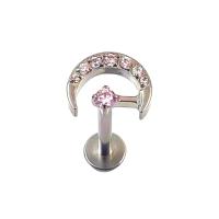 China Body Piercing Jewelry G23 Titanium CNC Moon with CZ Center 16g Internally Threaded Labret Sm1221 for sale