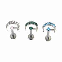 China Body Piercing Jewelry G23 Titanium CNC Moon with CZ Center 16g Internally Threaded Labret Sm1221 for sale