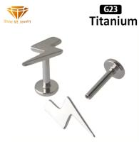 China ASTM F136/G23 Titanium Body Jewelry Internally Threaded Geometric Triangle Moon Star Stud Labret Lip Piercing Jewelry Tpn007 for sale