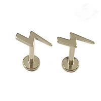 China ASTM F136/G23 Titanium Body Jewelry Internally Threaded Geometric Triangle Moon Star Stud Labret Lip Piercing Jewelry Tpn007 for sale
