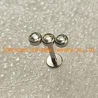 China G23 Titanium ASTM F136 Titanium High Grade Internally Threaded Zircon Body Jewelry Stud Labret Piercing Jewelry Sm0111 for sale