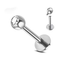 China ASTM F136 G23 Titanium Piercing Internal Treaded Labret with Press Fit Jeweled Balls Stud Earrings Body Jewelry Tp2902 for sale