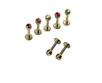China ASTM F136 G23 Titanium Piercing Internal Treaded Labret with Press Fit Jeweled Balls Stud Earrings Body Jewelry Tp2902 for sale