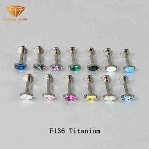 China F136 Titanium Alloy Internal Thread Opal Zircon Ear Studs Ear Bone Nails Marquise High Polishing Body Piercing Jewelry Sm0625 for sale
