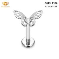 China Fine Jewelry Piercing Jewelry Titanium Hollow Butterfly Internally Threaded Top Helix Earring Labret for sale
